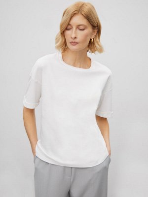 EMKA / ТРИКОТАЖНАЯ ФУТБОЛКА СО СПУЩЕННЫМ ПЛЕЧОМ | Футболки. Женские ...