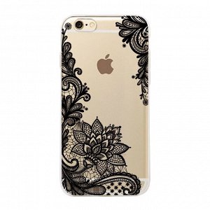 Черный узор. Чехол силиконовый прозрачный с рисунком на телефон iphone ...