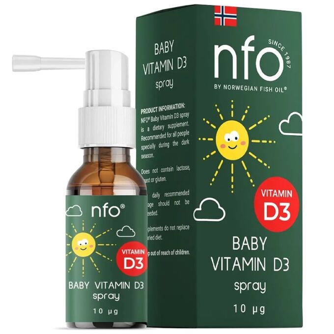 Норвегиан Фиш Ойл Детский витамин D3 Baby Spray 400 МЕ 3+. БАДы для ...