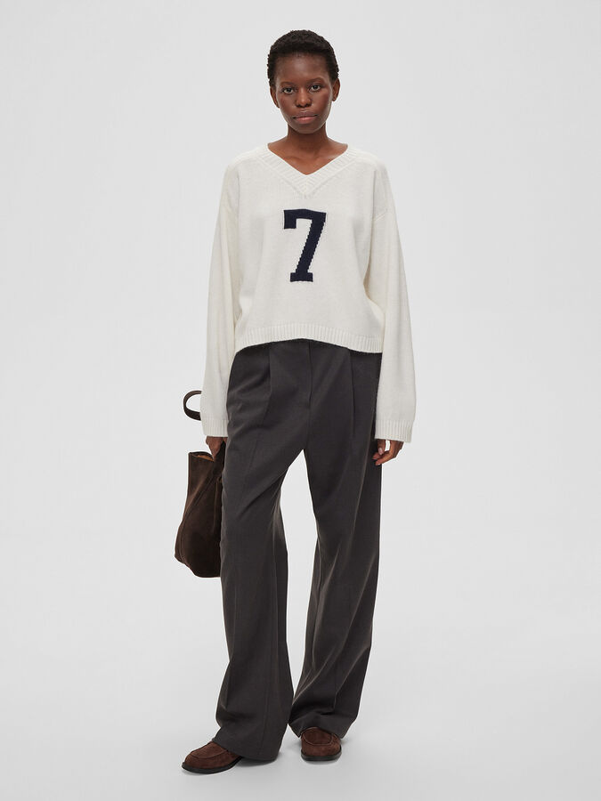 Aim Clothing / Джемпер с цельным плечом с интарсией цифра, бело-синий ...