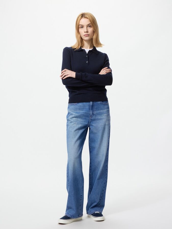 UNIQLO – поло из 100% мериносовой шерсти - 09 BLACK | UNIQLO - женские ...