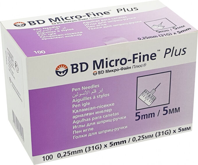 Игла Для Шприц-Ручки Bd Micro-Fine Plus 0,25 Мм (31G)Х6 Мм Одноразового ...